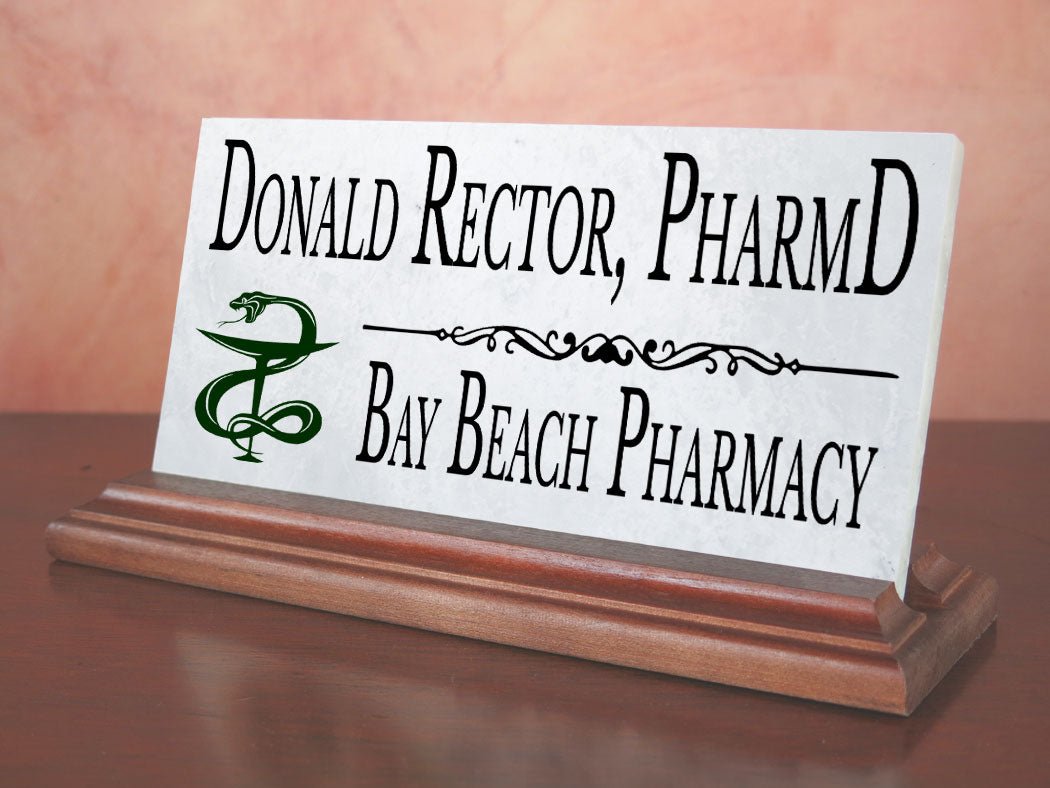 Pharmacist Desk Nameplate – Custom Marble RX Sign with Name – Broad Bay ...