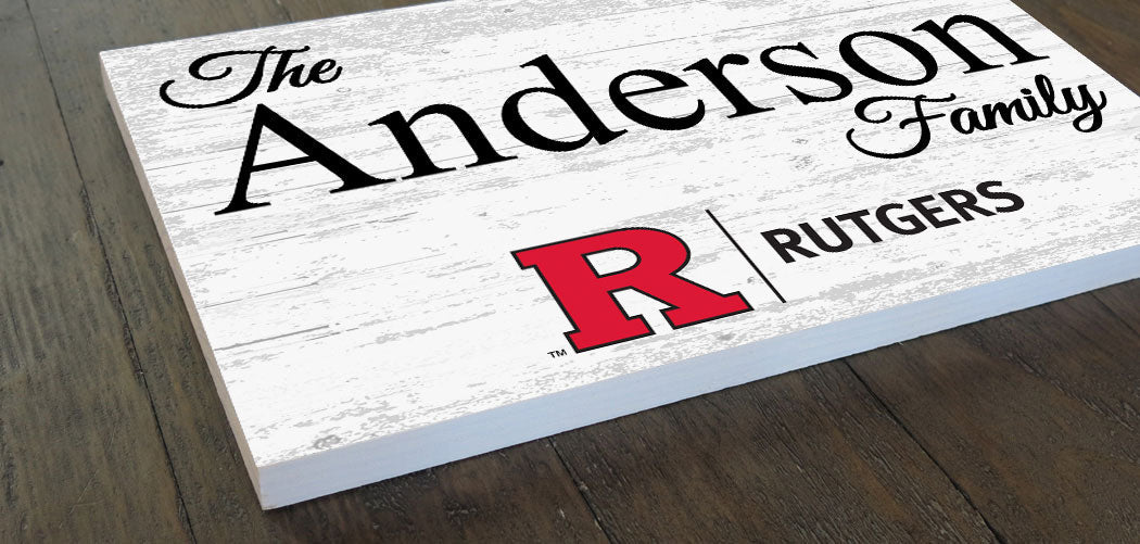 Rutgers Family Sign – Personalized Scarlet Knights Wood Plaque – Broad ...