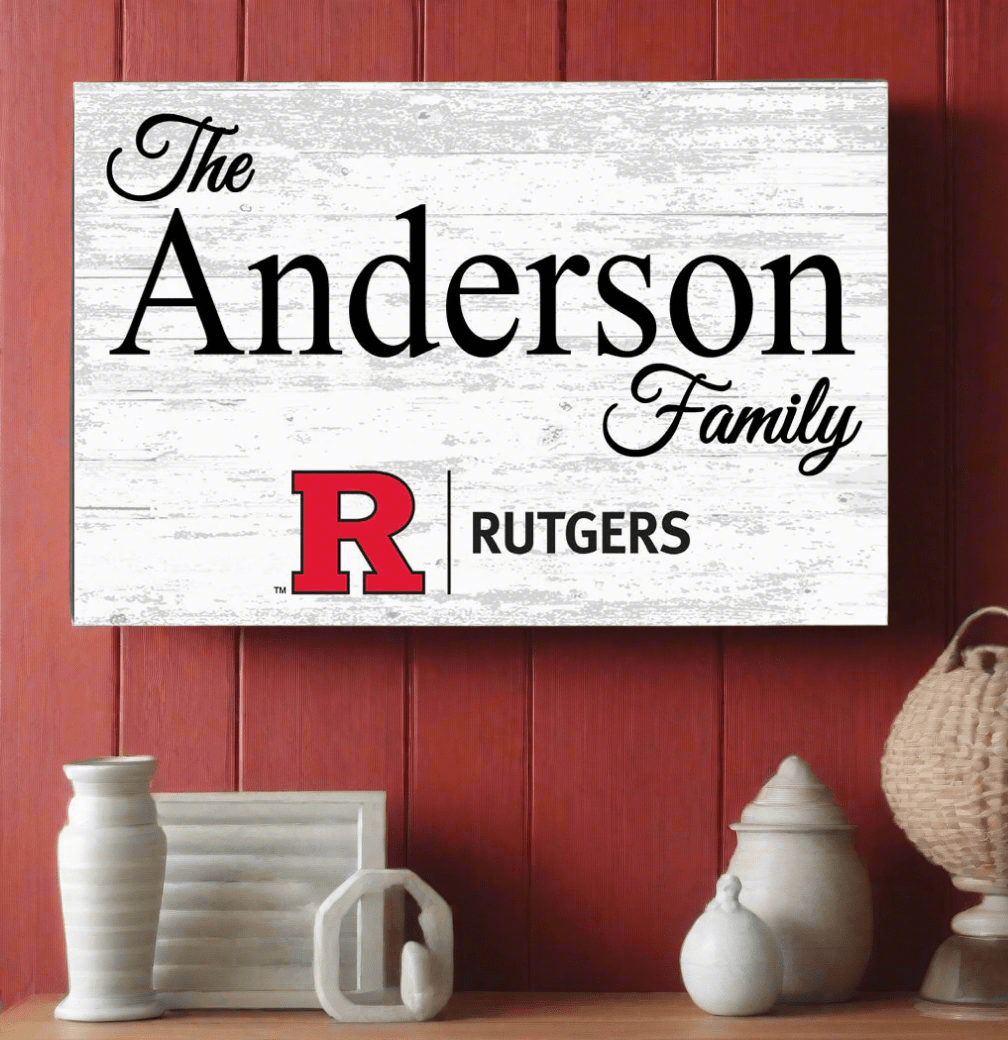 Rutgers Family Sign – Personalized Scarlet Knights Wood Plaque – Broad ...
