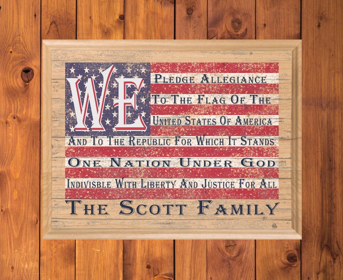 WE Pledge Allegiance Family Name Sign Custom Patriotic Family Name Pla ...
